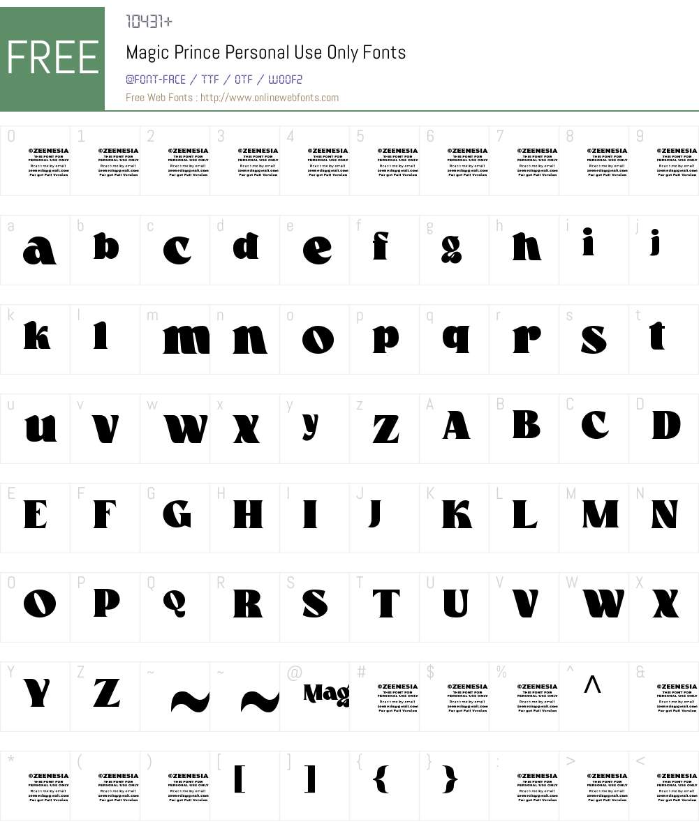 Magic Prince Personal Use Only 1.00;November 13, 2022;FontCreator 11.5 ...
