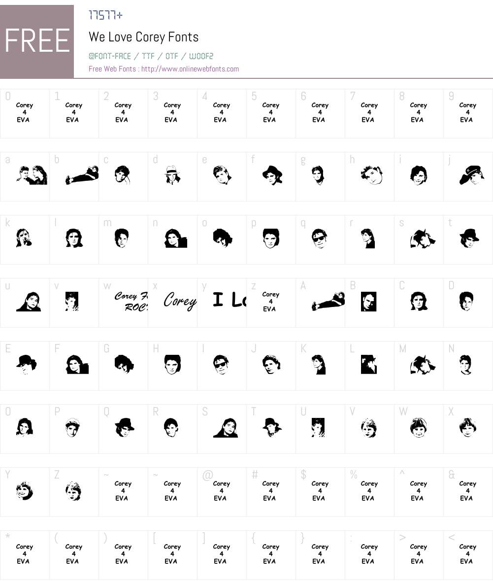 We Love Corey Macromedia Fontographer 4.1.3 3/28/00 Fonts Free Download ...