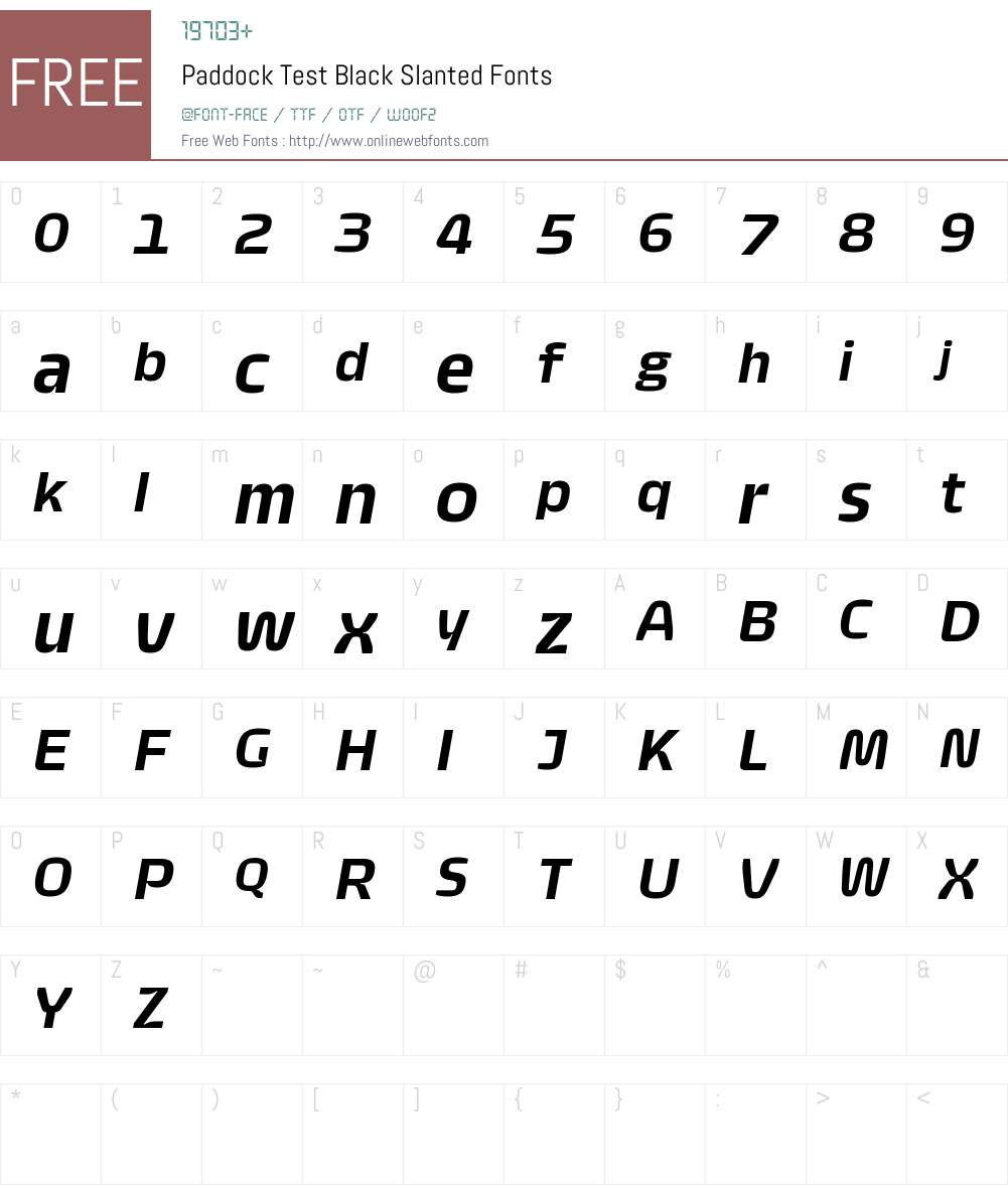 Paddock Test Black 1.000 Fonts Free Download - OnlineWebFonts.COM