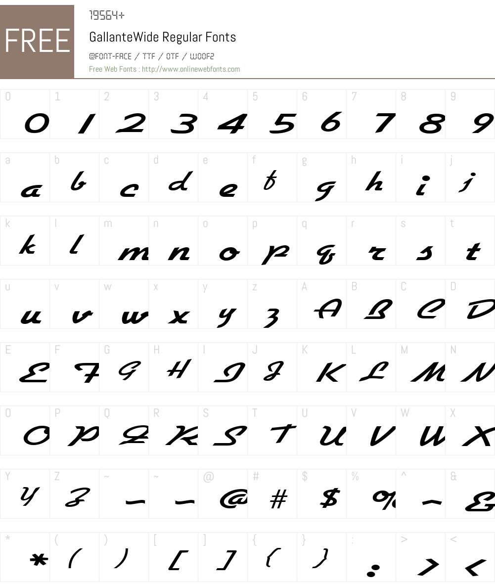 GallanteWide Regular The IMSI MasterFonts Collection, tm 1995, 1996 ...