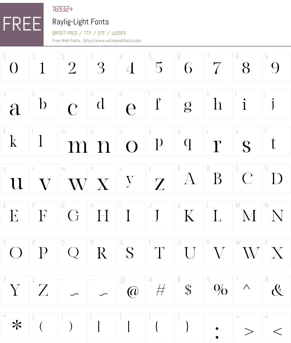 Raylig Light 1.001 Fonts Free Download - OnlineWebFonts.COM