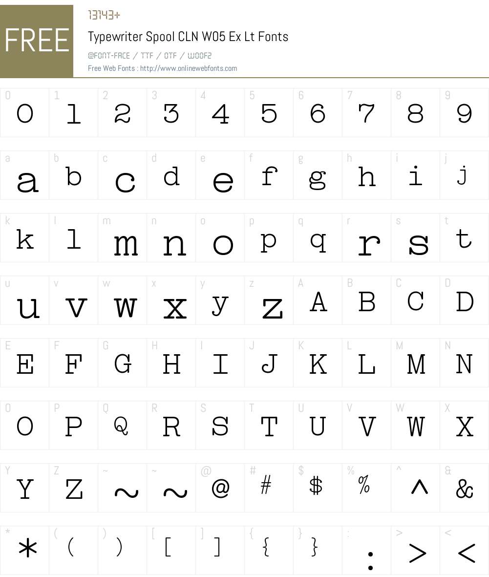 TypewriterSpoolCLNW05-ExLt 1.00 Fonts Free Download - OnlineWebFonts.COM