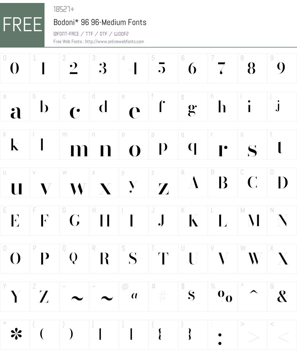 Bodoni* 96 Medium 1.000 Fonts Free Download - OnlineWebFonts.COM