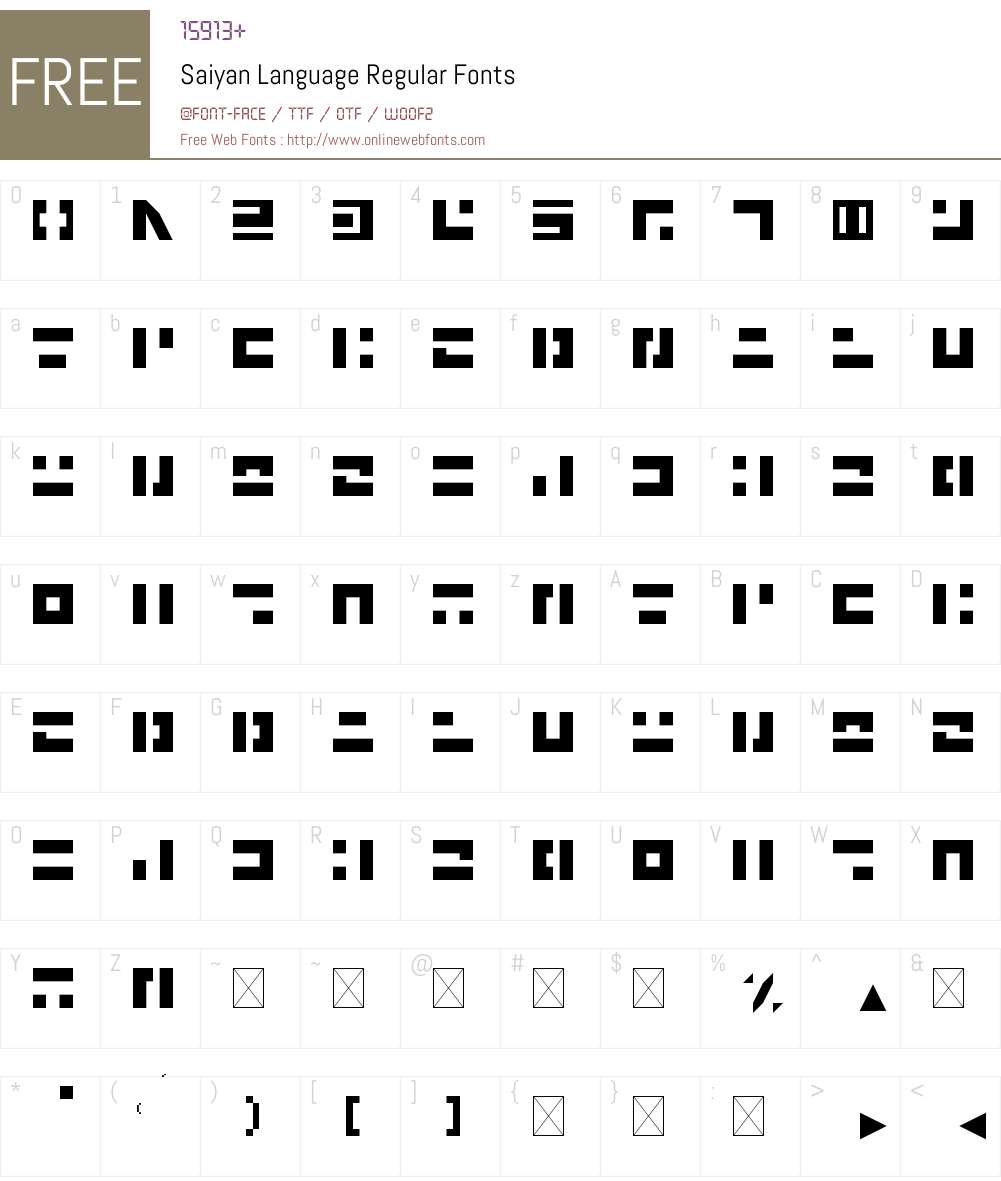 Saiyan Language 1.0 Fonts Free Download - OnlineWebFonts.COM
