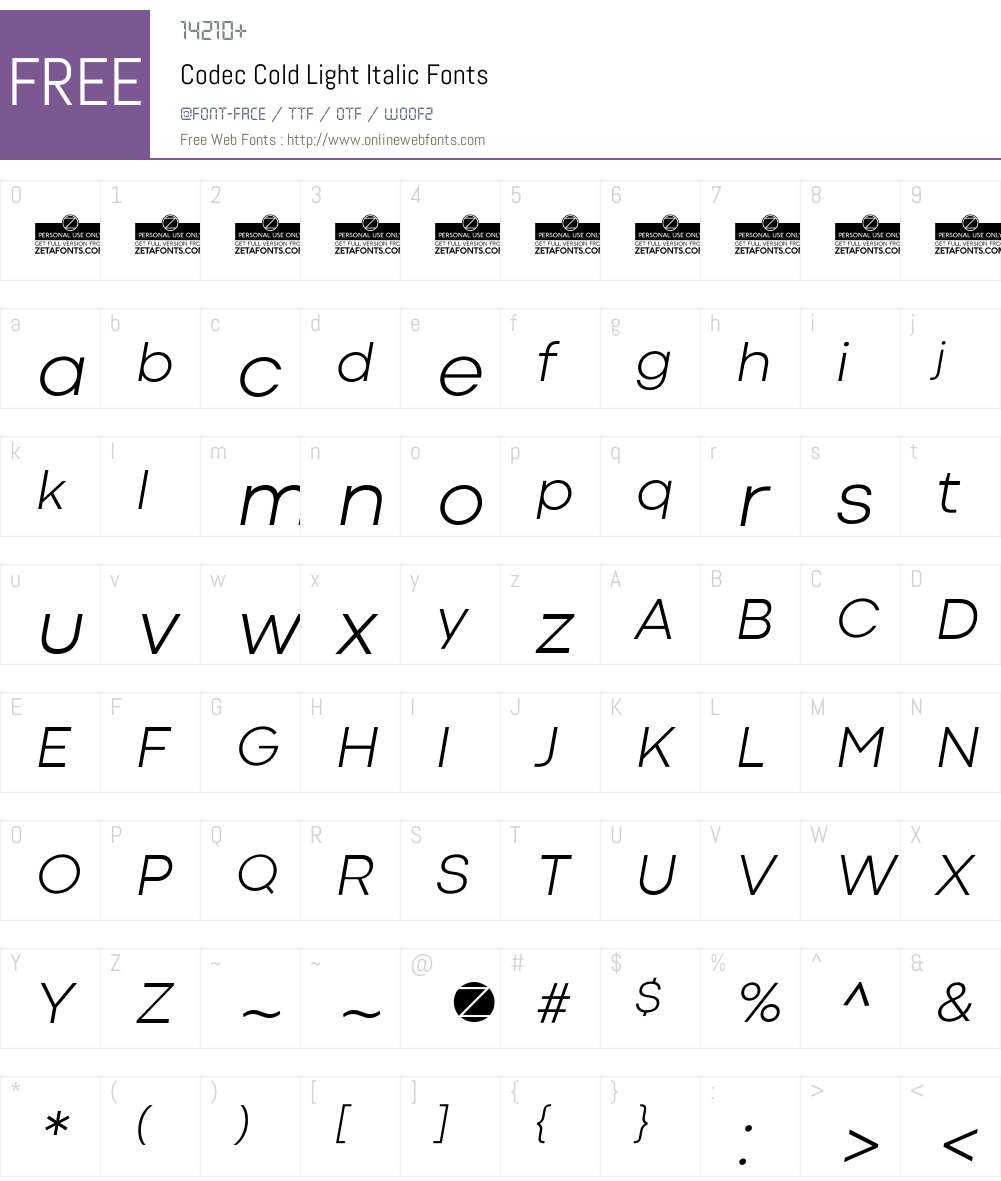 Codec Cold Light Italic 1.000 Fonts Free Download - OnlineWebFonts.COM