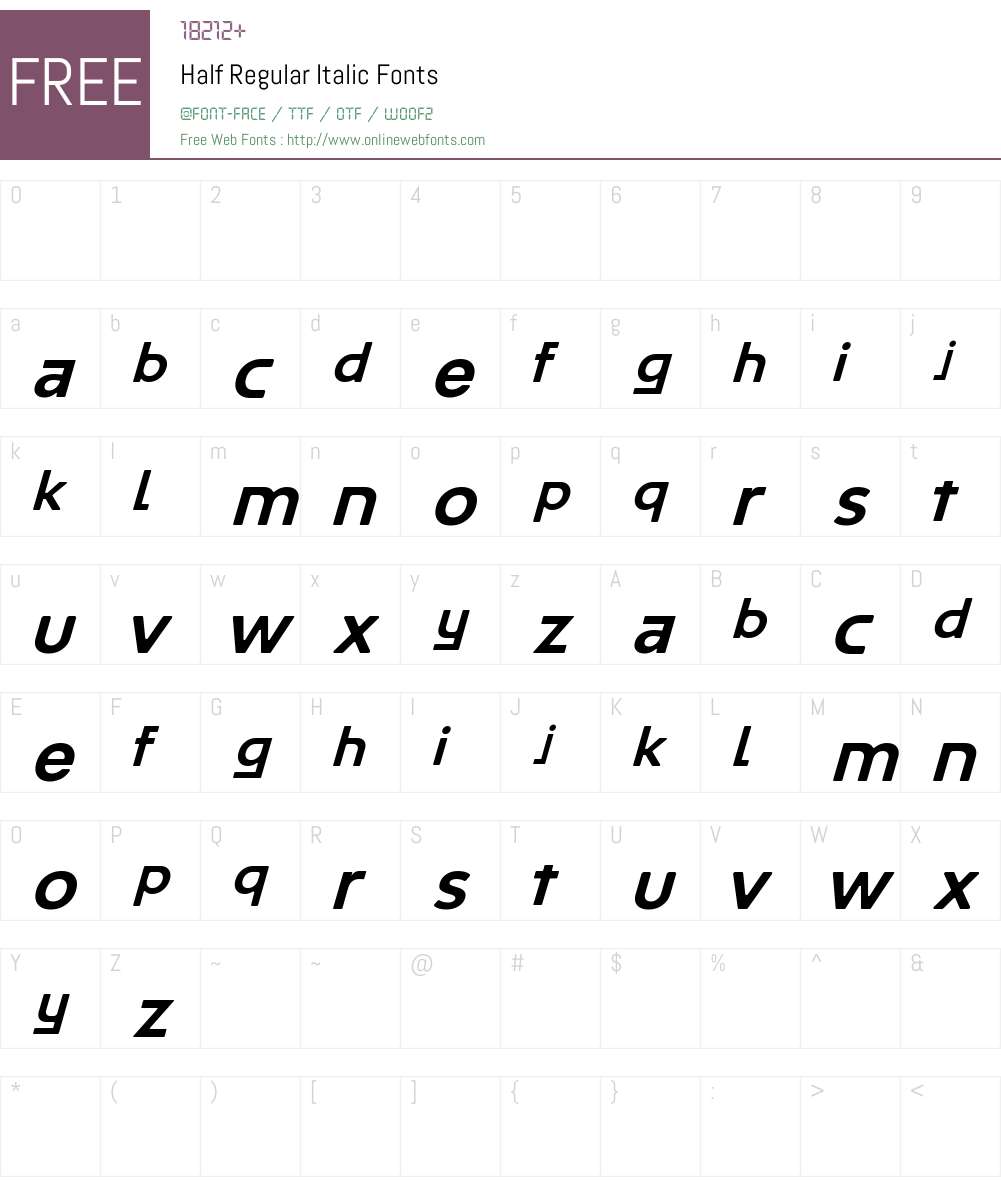 Half Regular Italic 1.001;Fontself Maker 1.1.0 Fonts Free Download ...