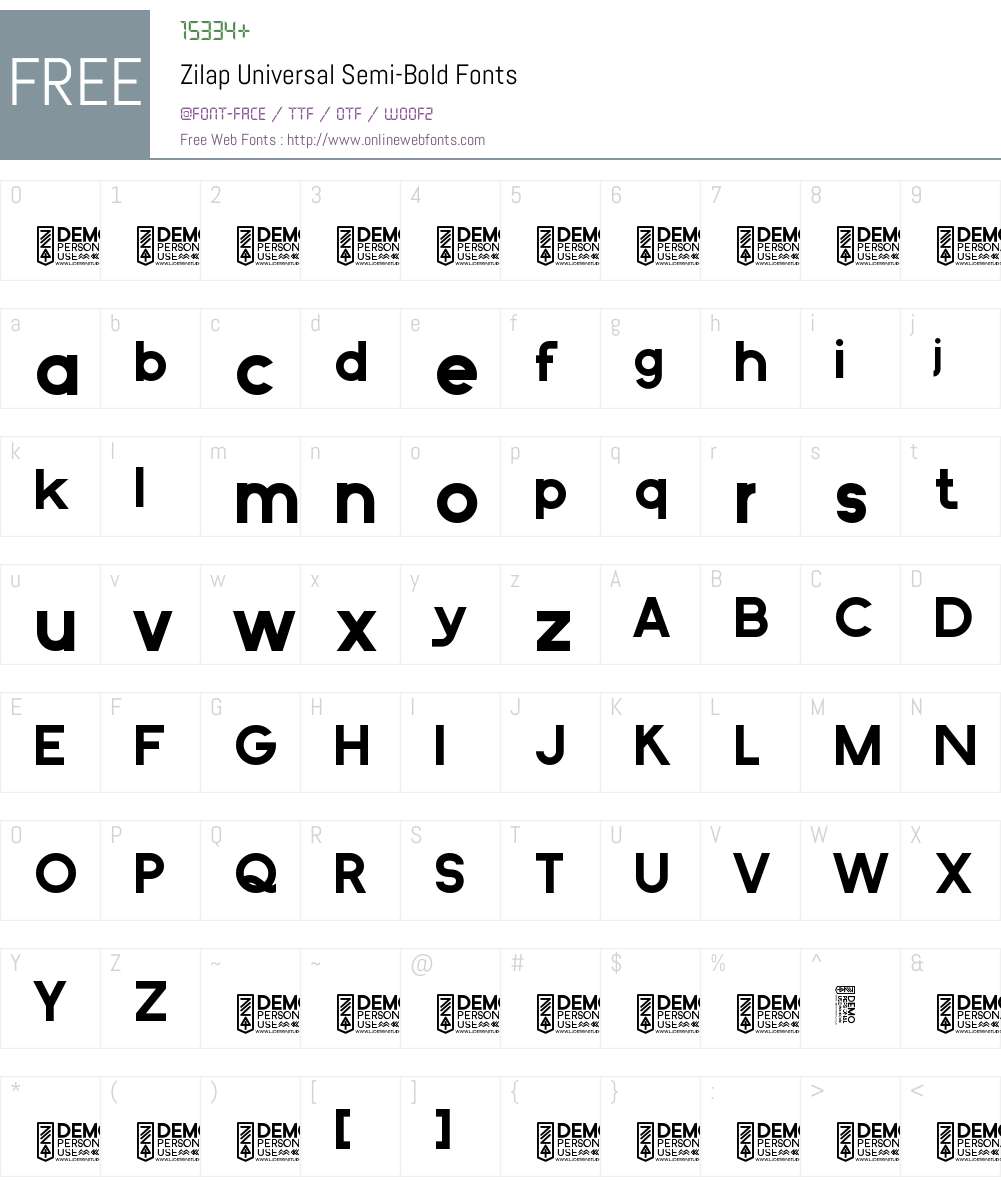 Zilap Universal Semi-Bold 1.00 November 16, 2018, initial release Fonts ...