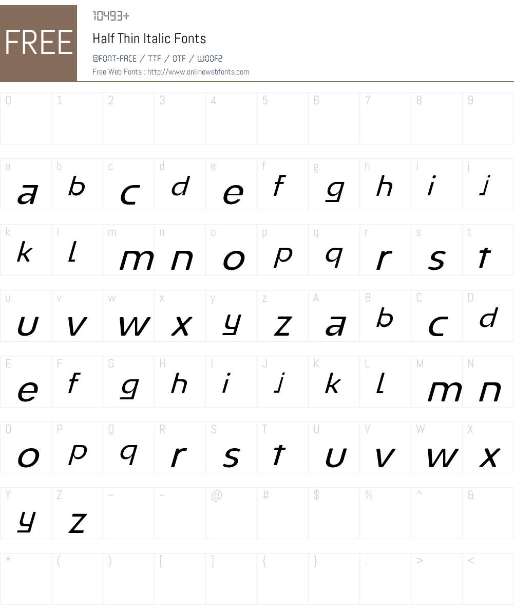 Half Thin Italic 1.001;Fontself Maker 1.1.0 Fonts Free Download ...