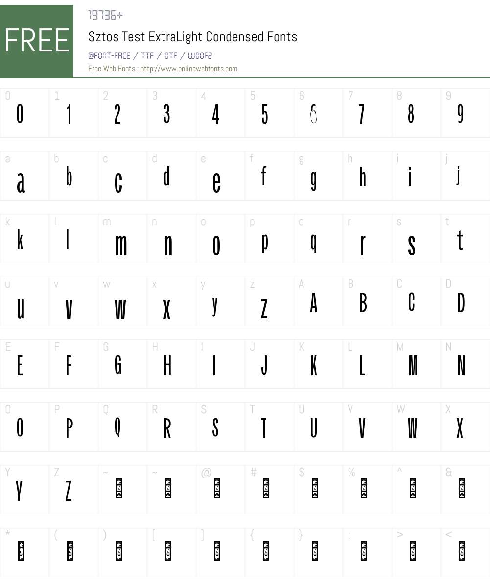 Sztos Test ExtraLight Condensed 1.000;Glyphs 3.1.2 (3151) Fonts Free ...