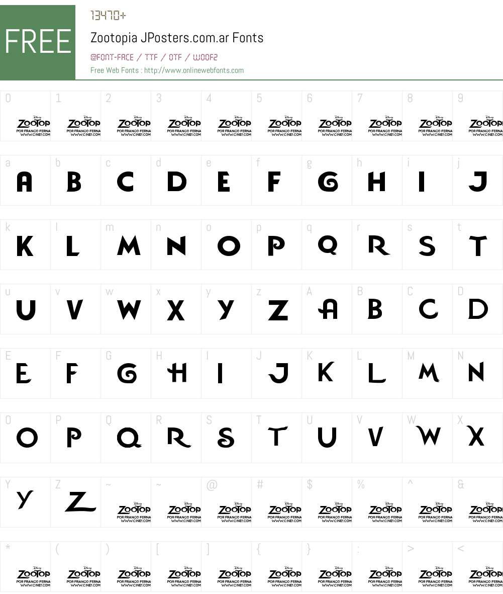 Zootopia JPosters.com.ar 1.00 January 25, 2016, initial release Fonts ...