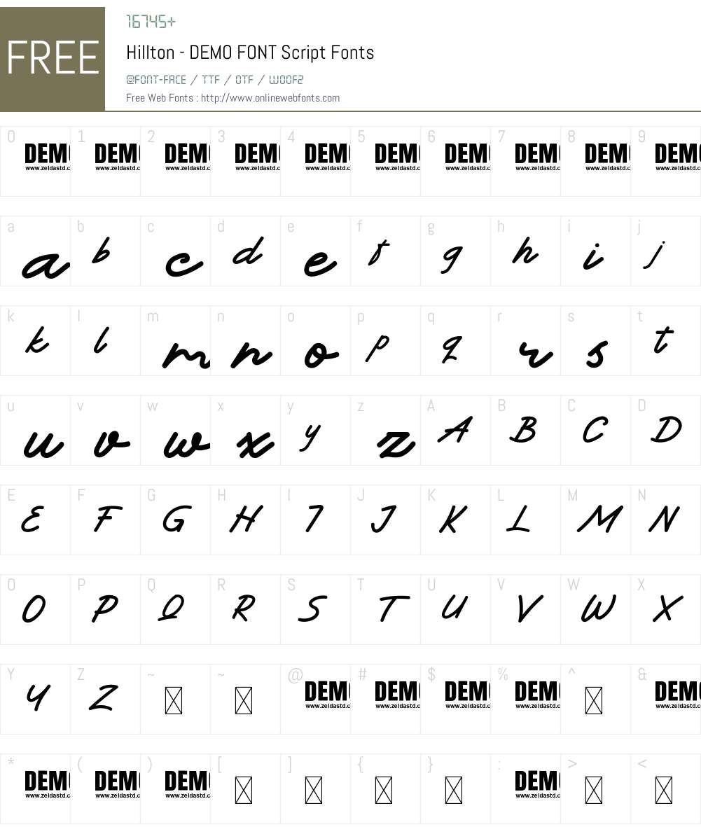 Hillton - DEMO FONT Script 1.070;Fontself Maker 3.5.8 Fonts Free Download - OnlineWebFonts.COM