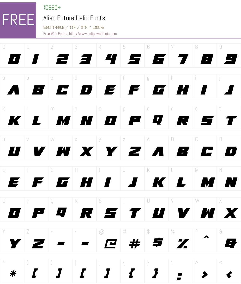 Alien Future 1.10;July 4, 2022;FontCreator 12.0.0.2567 64-bit Fonts ...