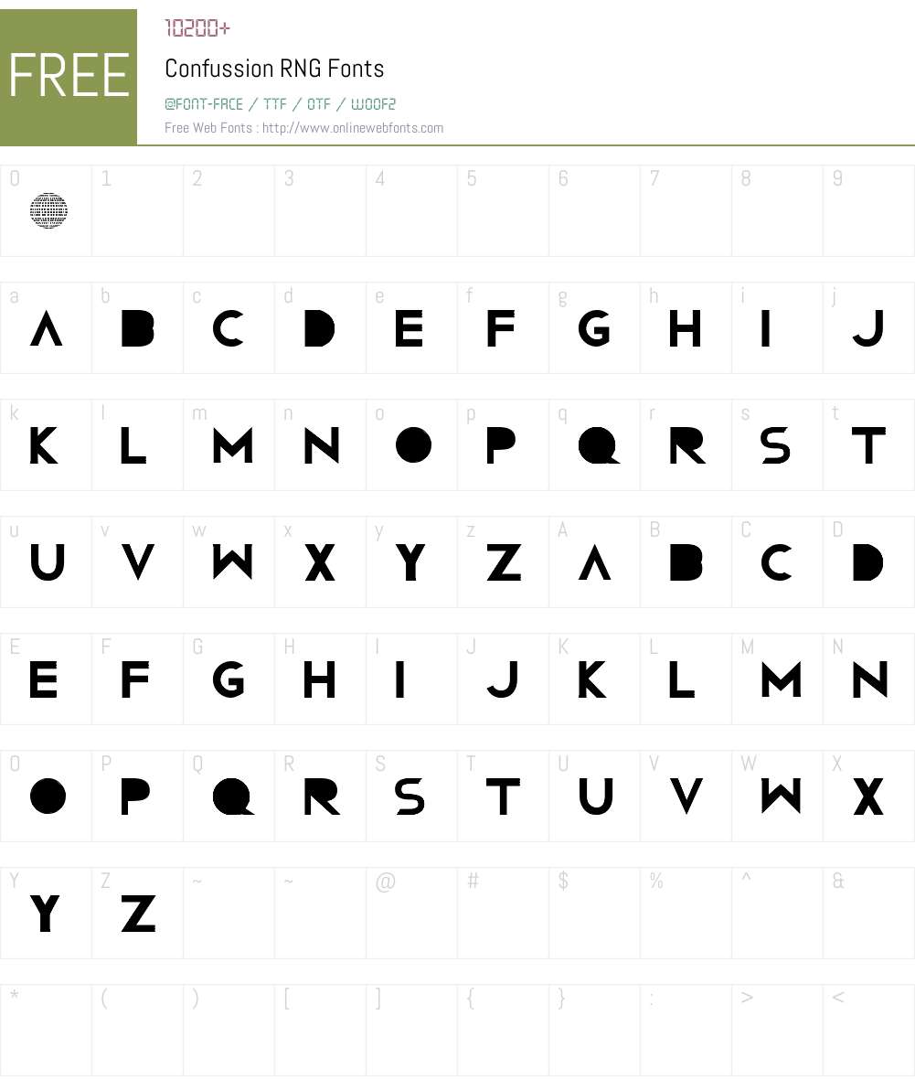 Confussion RNG 1.00 July 19, 2008, initial release Fonts Free Download ...