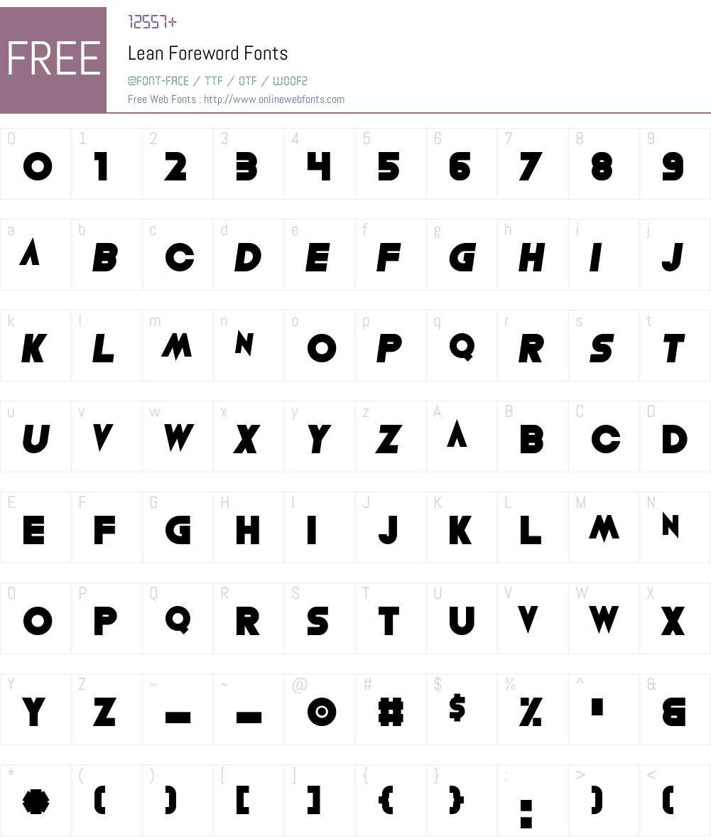 Lean Foreword 1.00;July 23, 2018;FontCreator 11.5.0.2427 64-bit Fonts ...