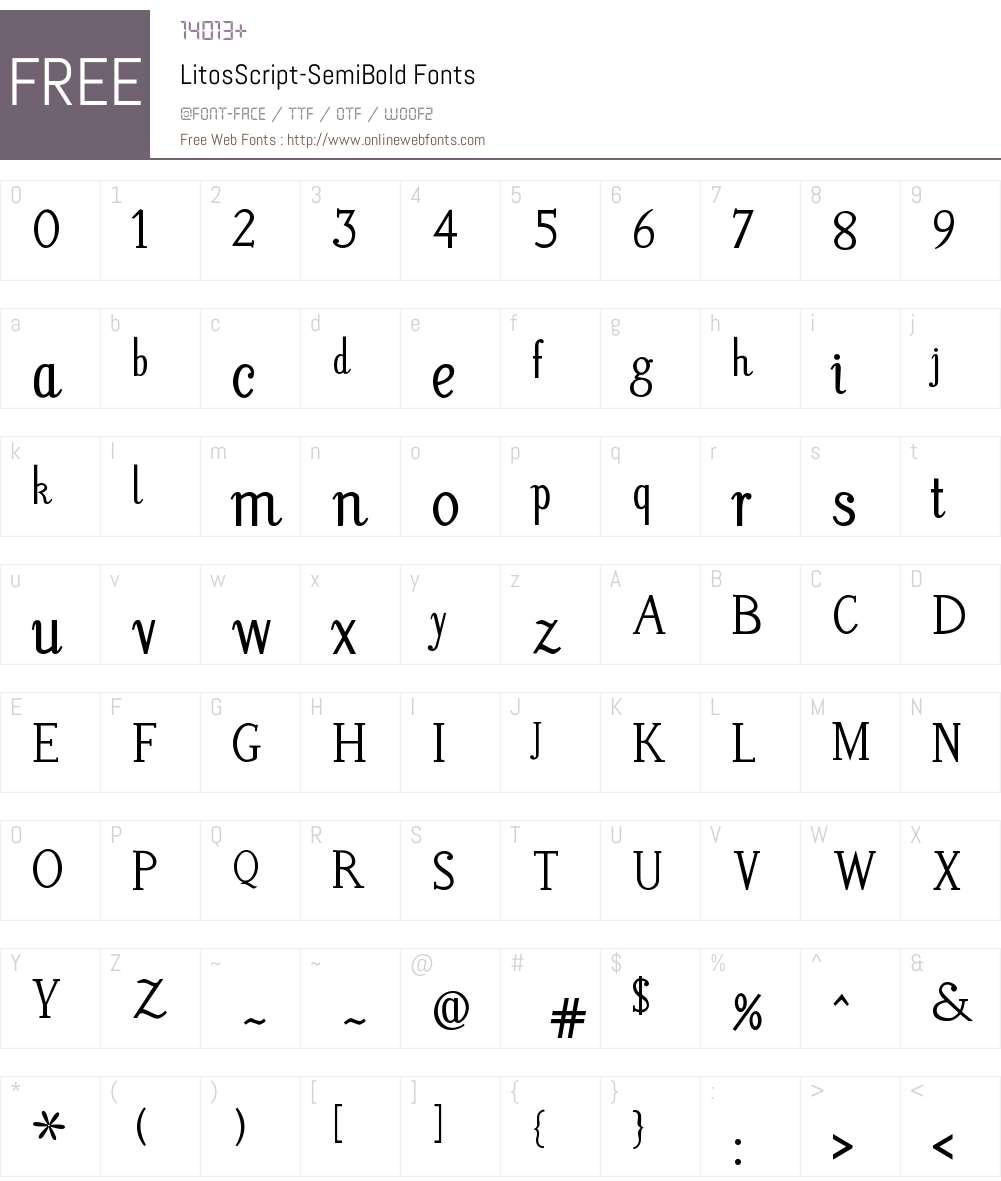 LitosScript-SemiBold 1.000 2011 initial release Fonts Free Download - OnlineWebFonts.COM