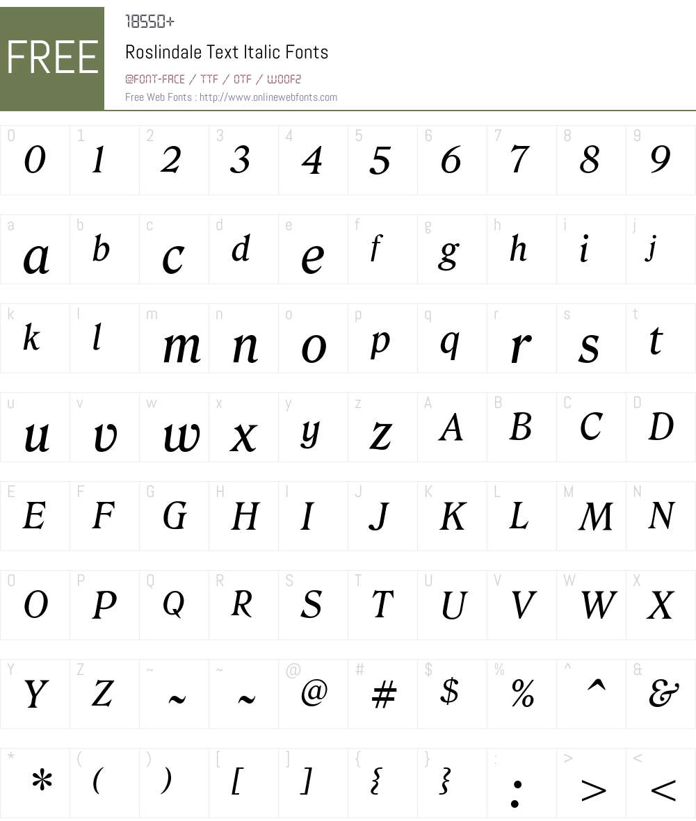 Roslindale Text Italic 1.0; ttfautohint (v1.8.3) Fonts Free Download - OnlineWebFonts.COM