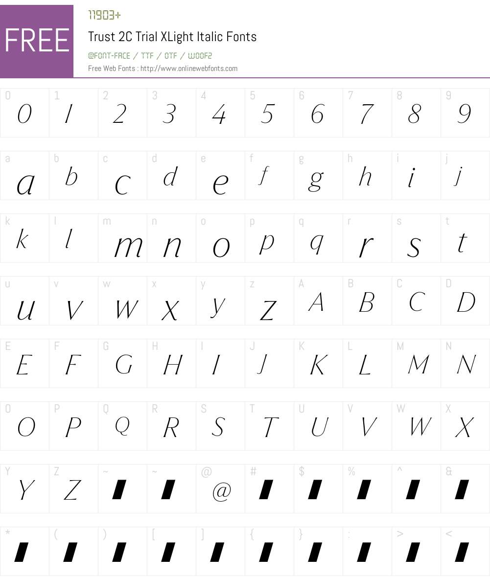 Trust 2C Trial XLight 1.001;hotconv 1.1.0;makeotfexe 2.6.0 Fonts Free ...