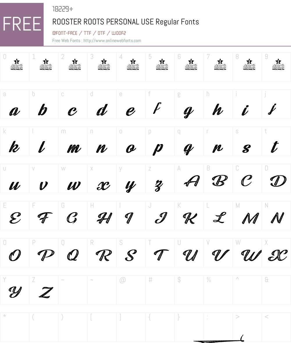 ROOSTER ROOTS PERSONAL USE Regular 1.000 Fonts Free Download ...