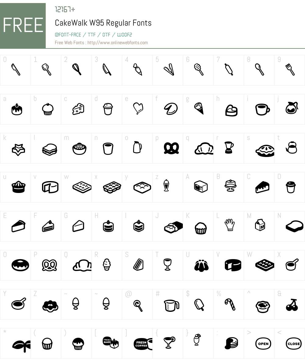 CakeWalk W95 Regular 1.10 Fonts Free Download - OnlineWebFonts.COM