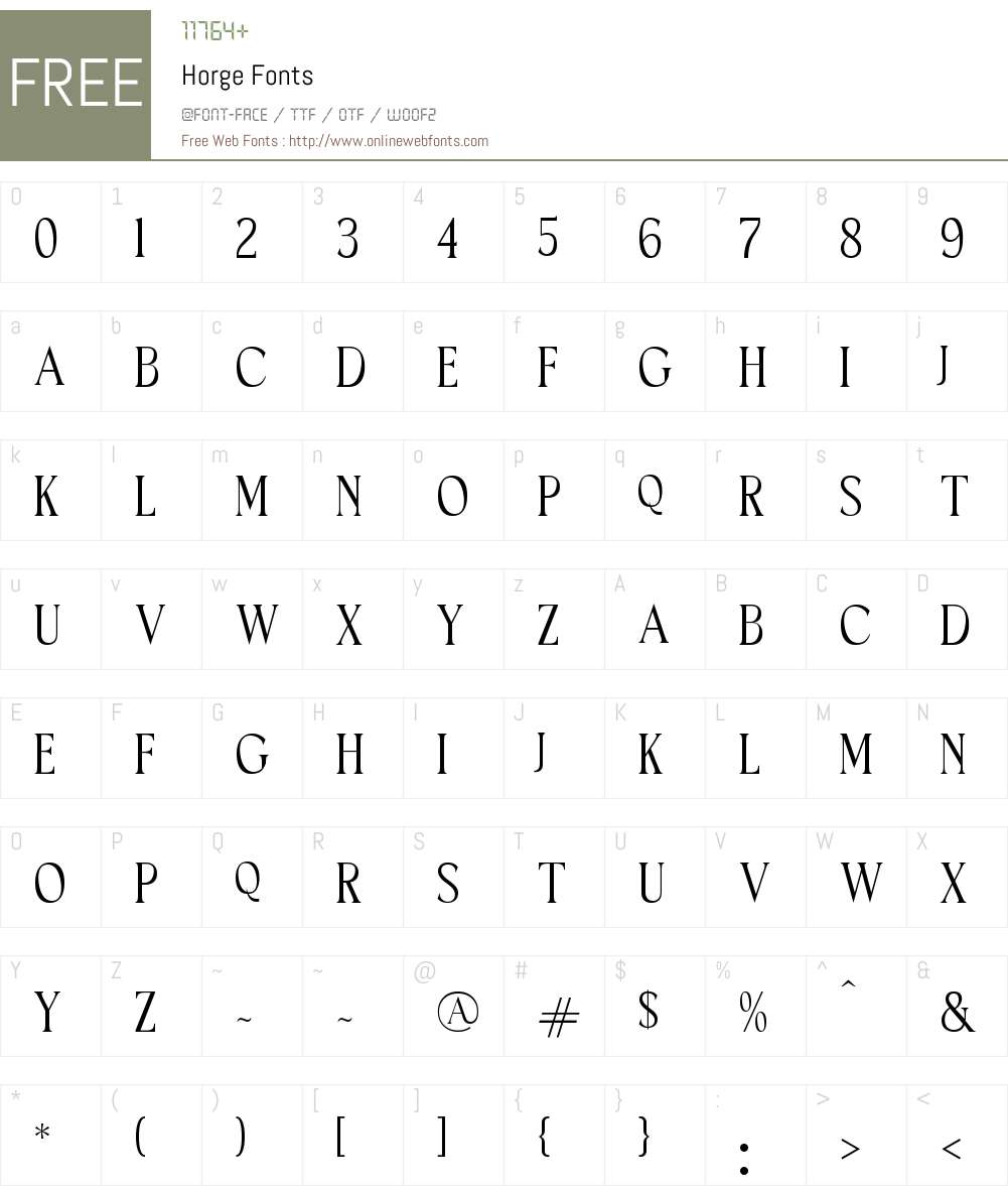 Horge 1.00;September 11, 2023;FontCreator 13.0.0.2683 32-bit Fonts Free ...