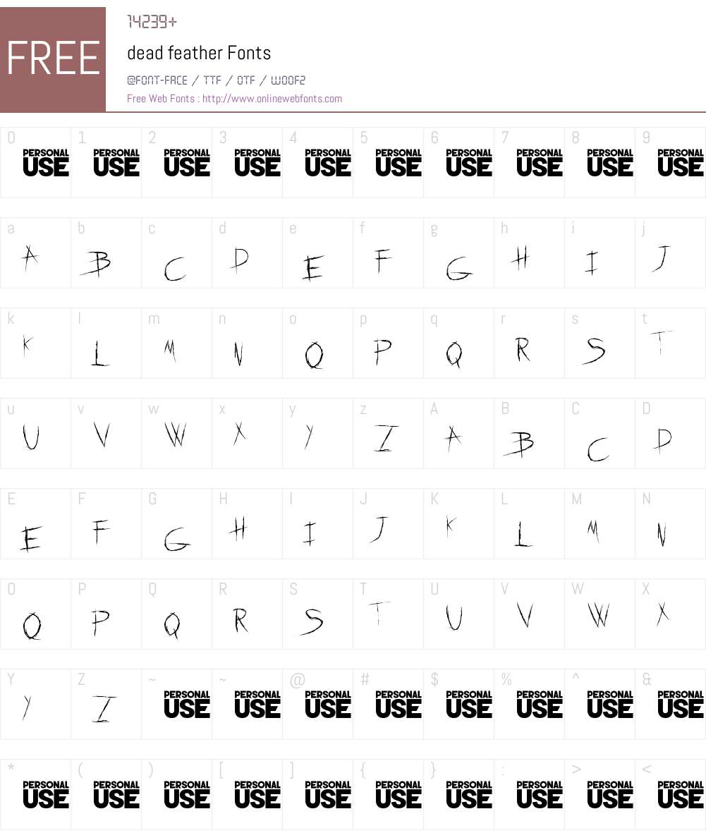 dead feather 1.00 November 24, 2015, initial release Fonts Free ...