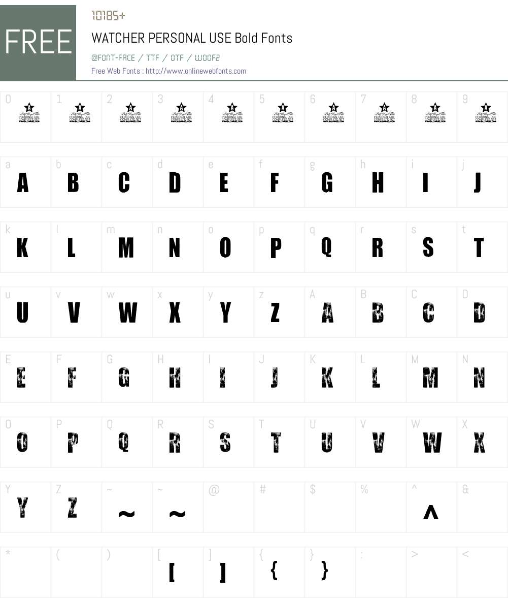 WATCHER PERSONAL USE Bold 1.000 Fonts Free Download - OnlineWebFonts.COM