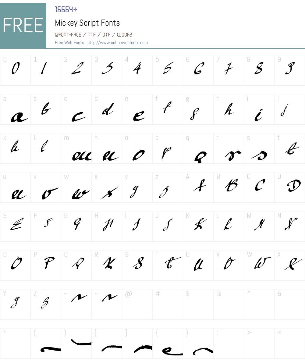 Mickey Script 1.20 January 23, 2012 Fonts Free Download - OnlineWebFonts.COM