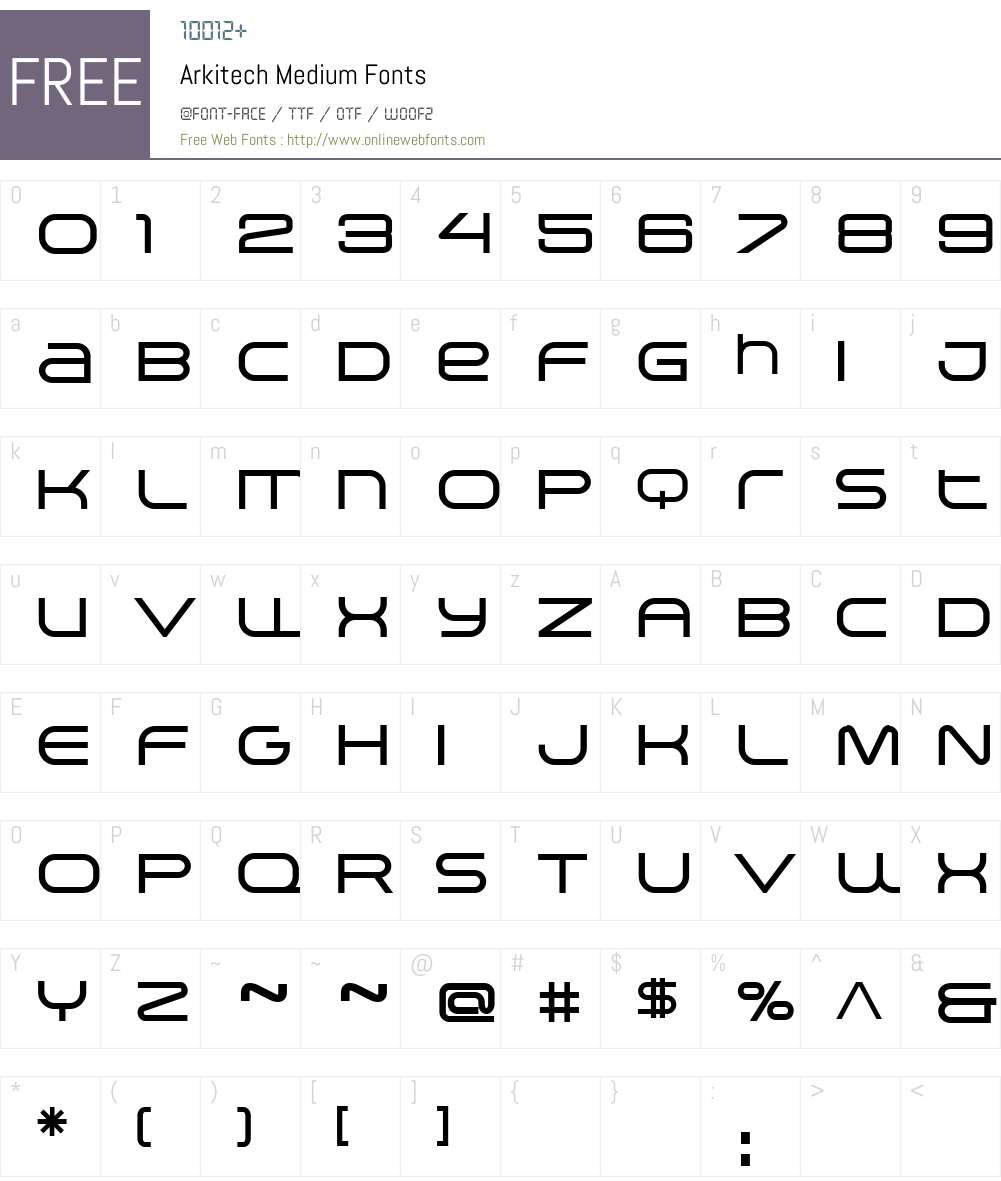 Arkitech Medium 1.000 2012 initial release Fonts Free Download ...