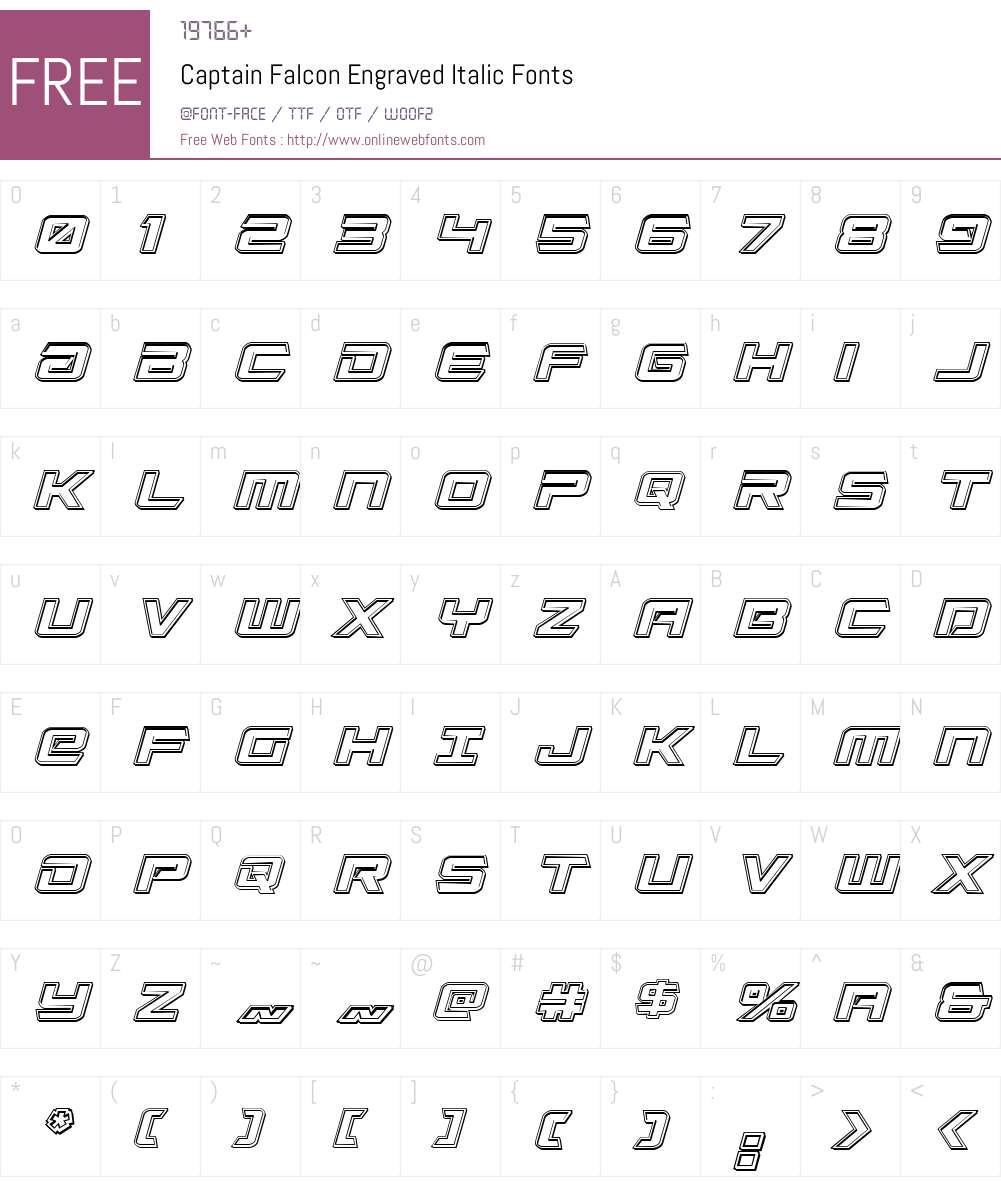 Captain Falcon Engraved Italic 1.0; 2023 Fonts Free Download - OnlineWebFonts.COM