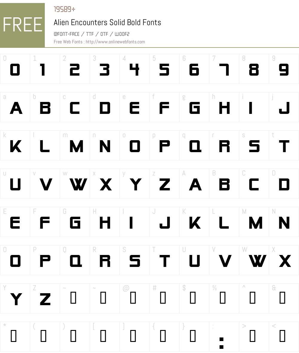 Alien Encounters Solid Bold V1 Macromedia Fontographer 4.1 3/28/99 ...
