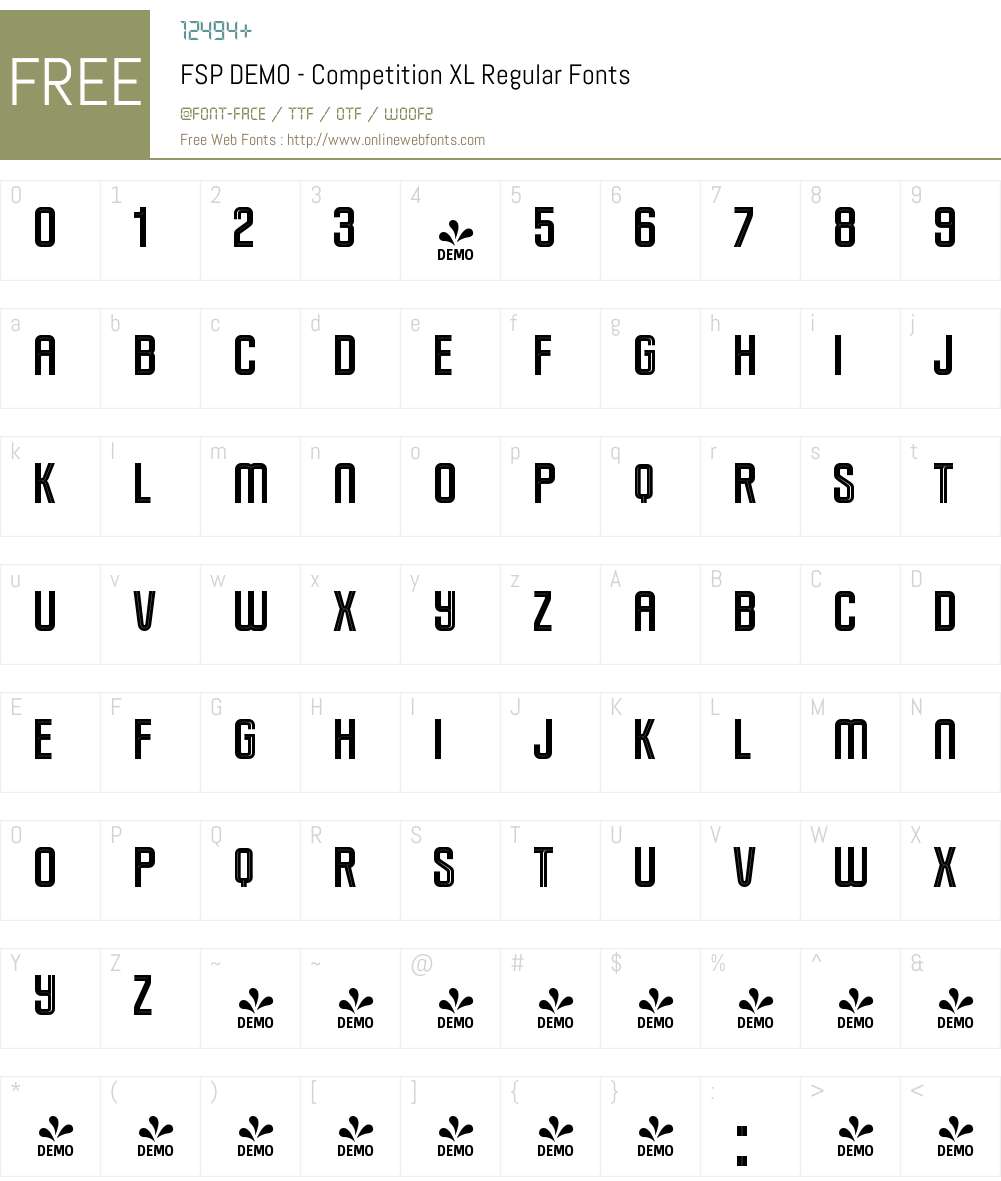 FSP DEMO - Competition XL 1.000 Fonts Free Download - OnlineWebFonts.COM