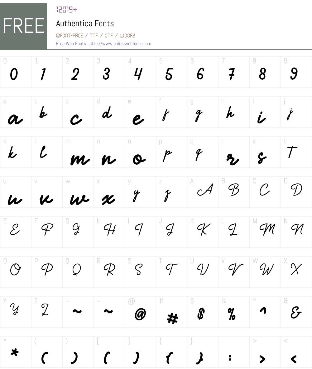 Authentica 001.000 Fonts Free Download - OnlineWebFonts.COM