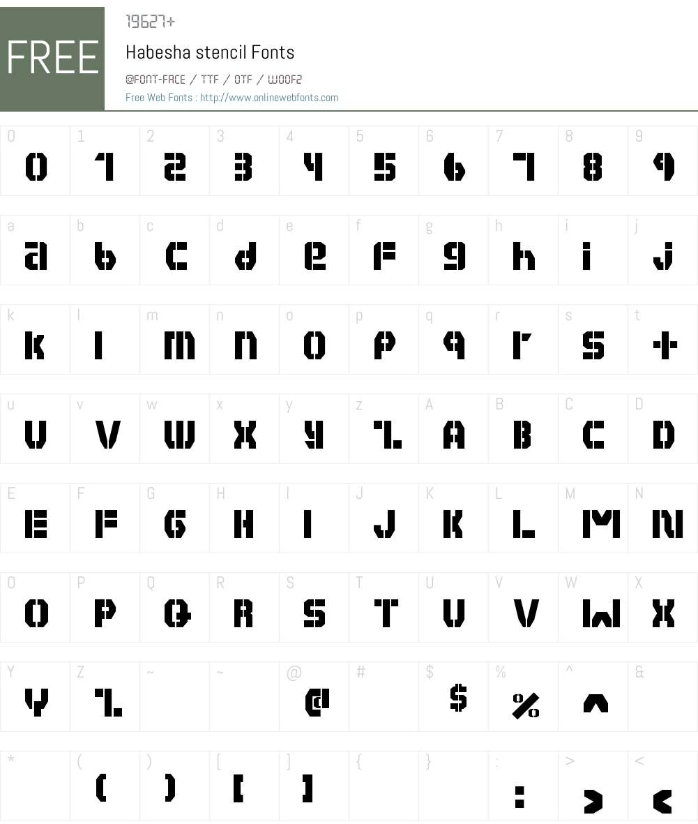 Habesha stencil 1.00;May 25, 2018 Fonts Free Download - OnlineWebFonts.COM