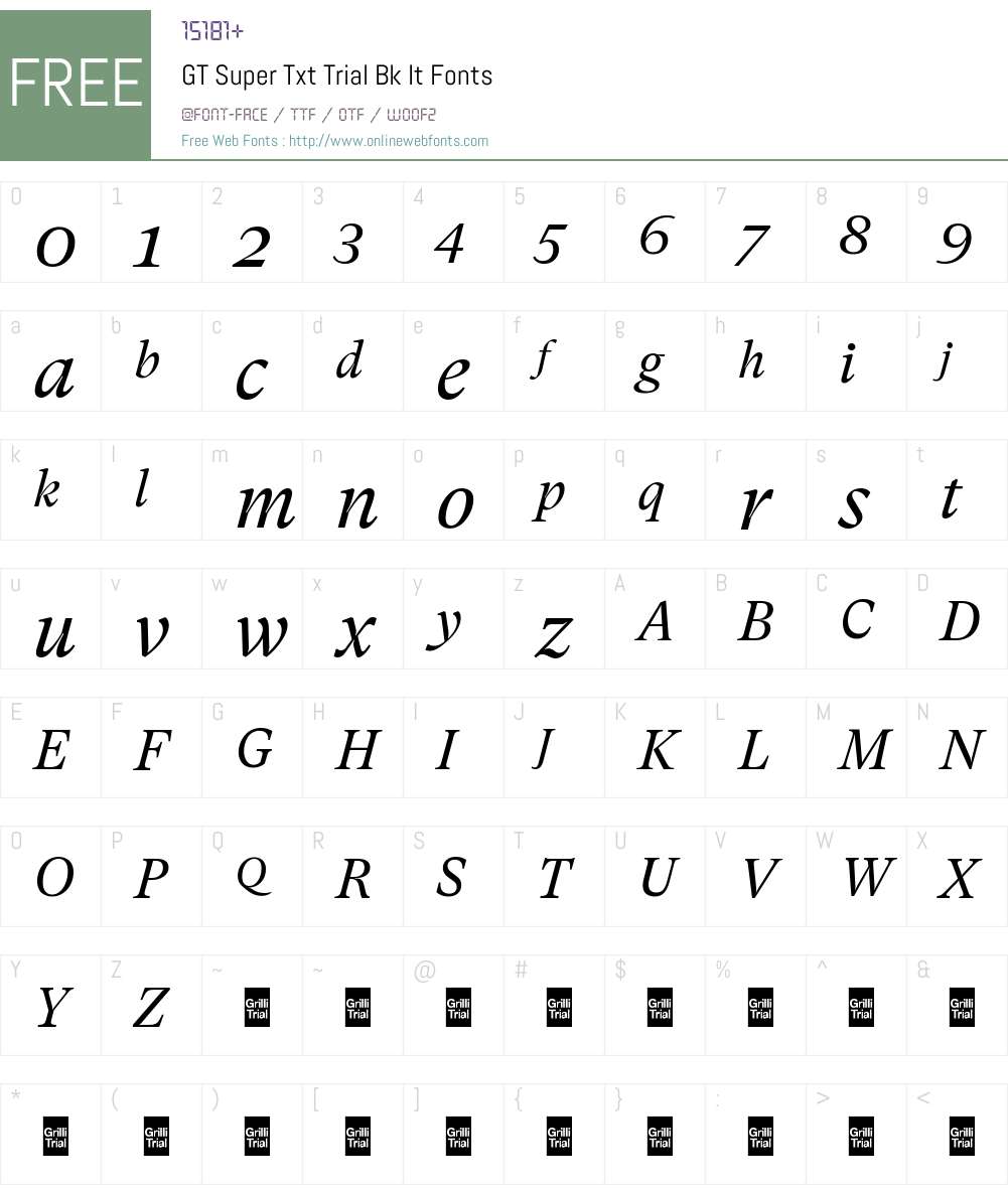 GT Super Txt Trial Bk It 2.000 2019-12-13 Fonts Free Download ...