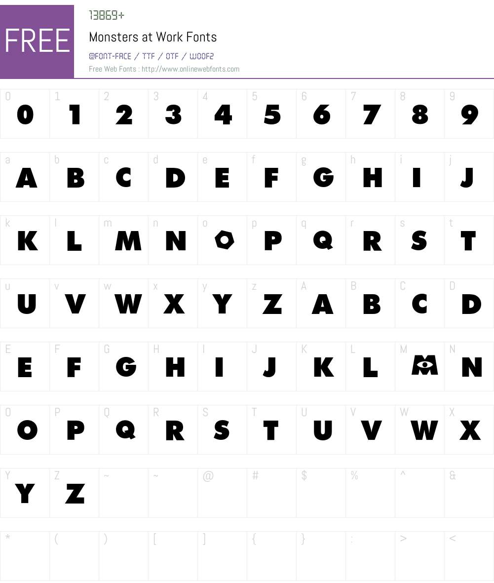 Monsters at Work 1.00;June 26, 2021;FontCreator 12.0.0.2522 64-bit ...