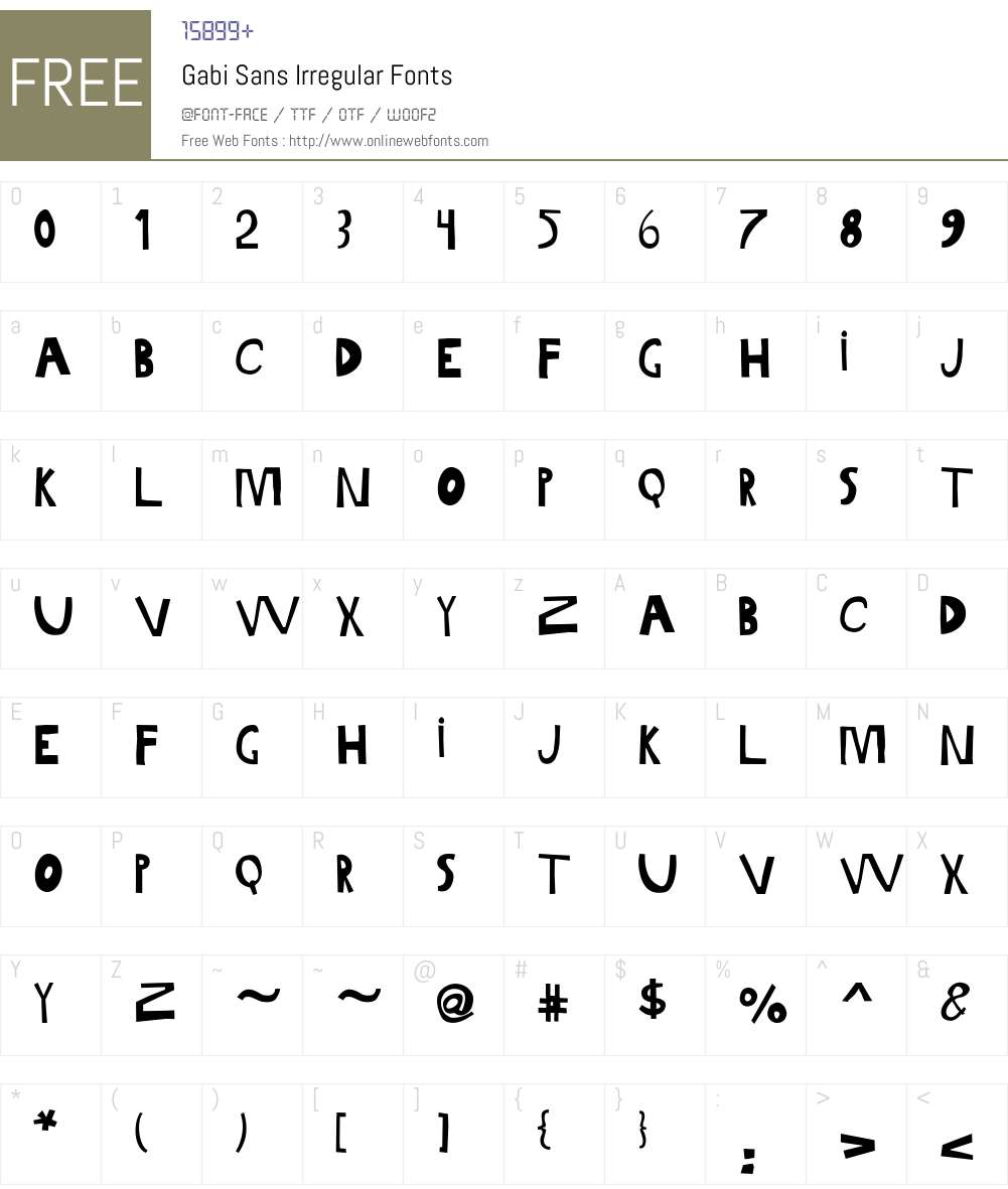 Gabi Sans Irregular 1 - May 2, 2015 Fonts Free Download ...