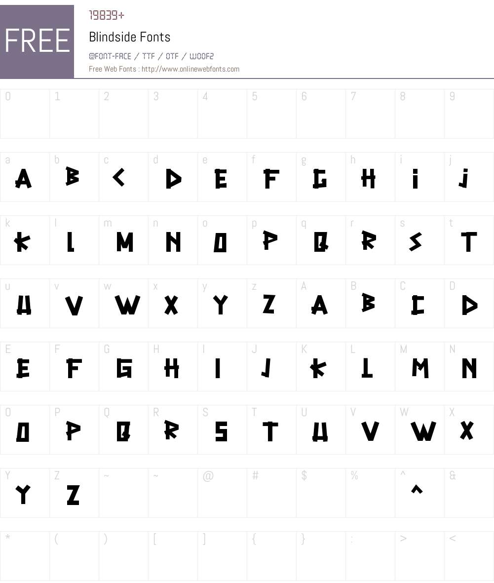 Blindside 1.00;February 14, 2020;FontCreator 11.5.0.2427 64-bit Fonts ...