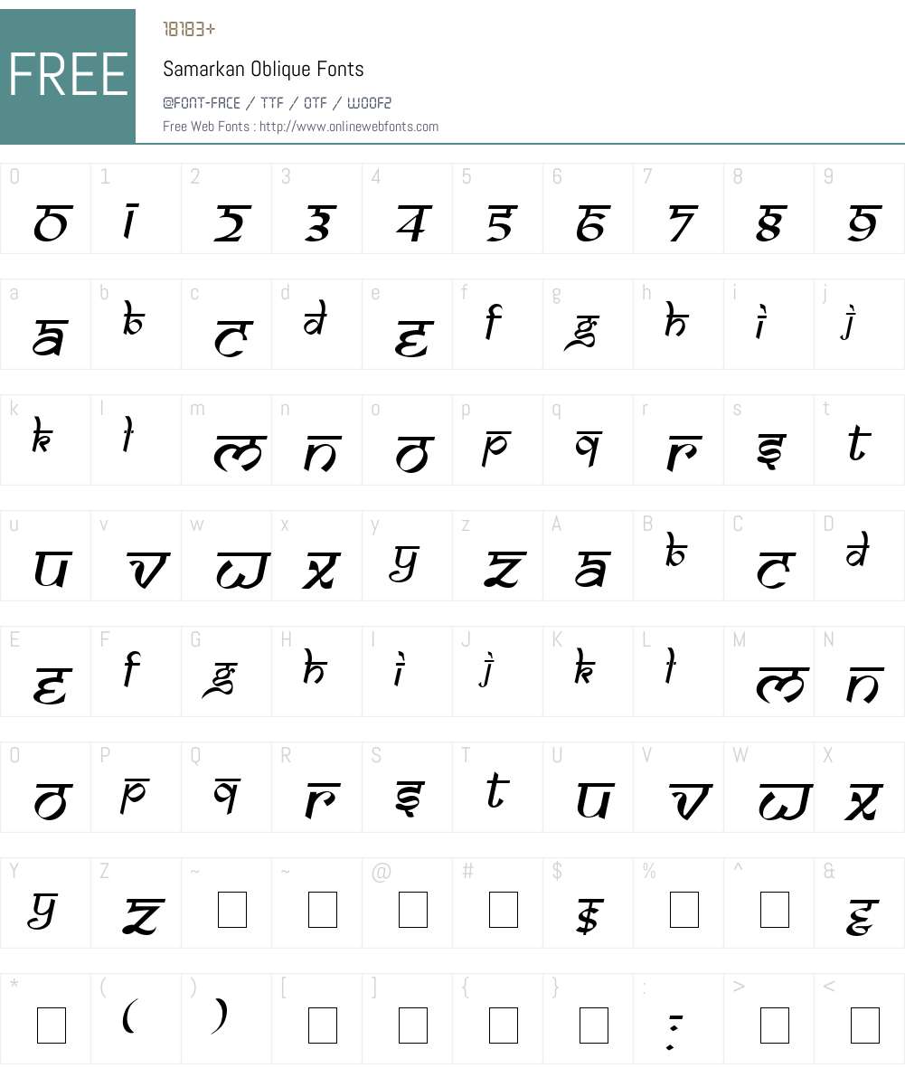 Samarkan Oblique 1.000 Fonts Free Download - OnlineWebFonts.COM