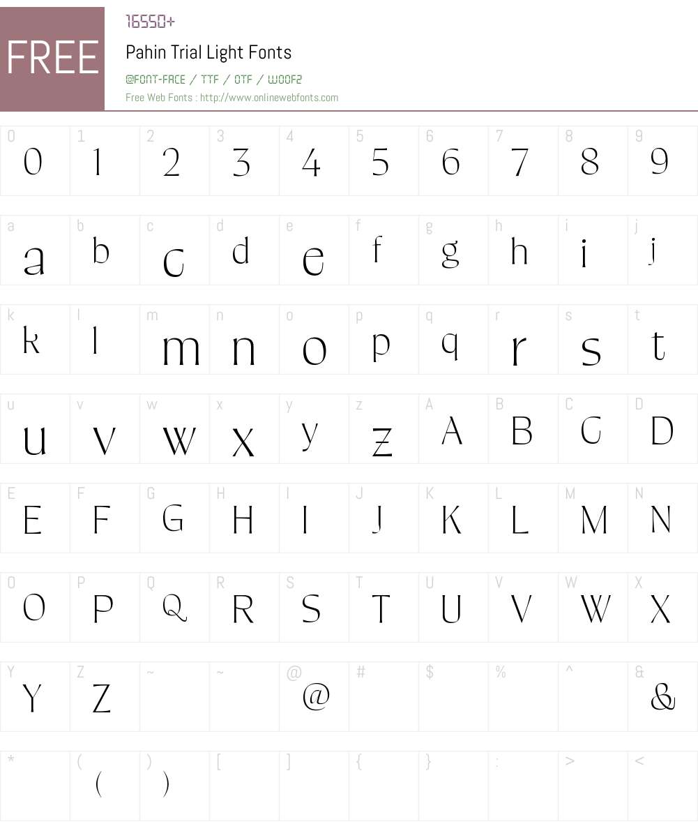 Pahin Trial Light 1.007;Glyphs 3.2.1 (3258) Fonts Free Download ...