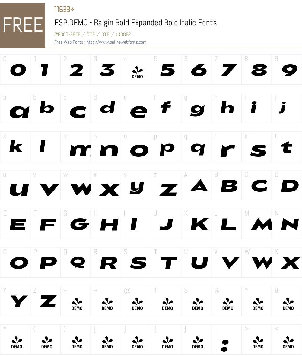 FSP DEMO - Balgin Bold Expanded 1.000;hotconv 1.0.109;makeotfexe 2.5. ...