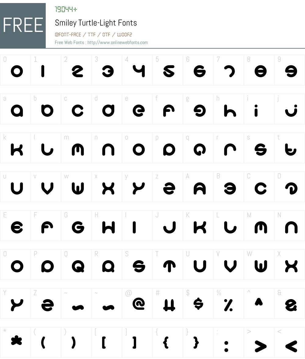 Smiley Turtle-Light 1.00;April 23, 2020;FontCreator 11.5.0.2430 64-bit ...