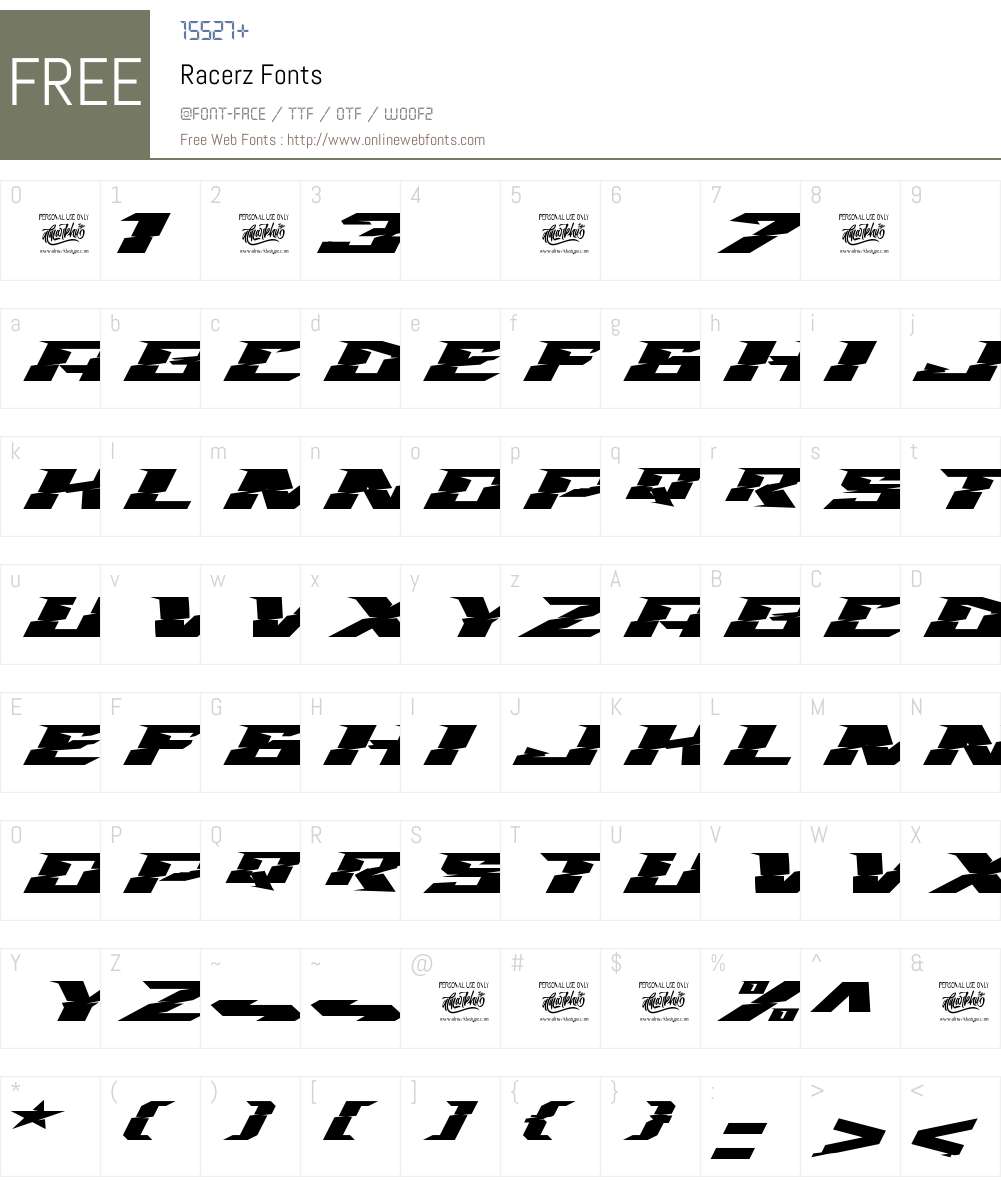 Racerz 1.00;June 2, 2021;FontCreator 13.0.0.2683 64-bit Fonts Free ...