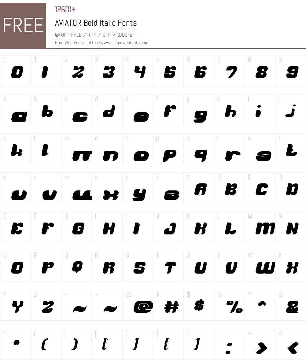AVIATOR Bold Italic 1.00;November 2, 2019;FontCreator 11.5.0.2430 64 ...