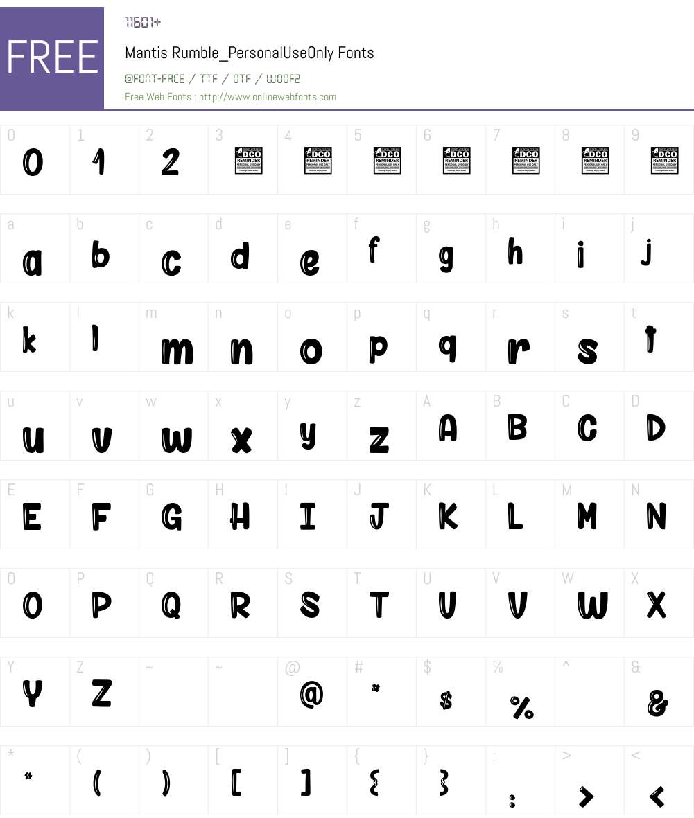 Mantis Rumble_PersonalUseOnly 1.000 2020 initial release Fonts Free Download - OnlineWebFonts.COM