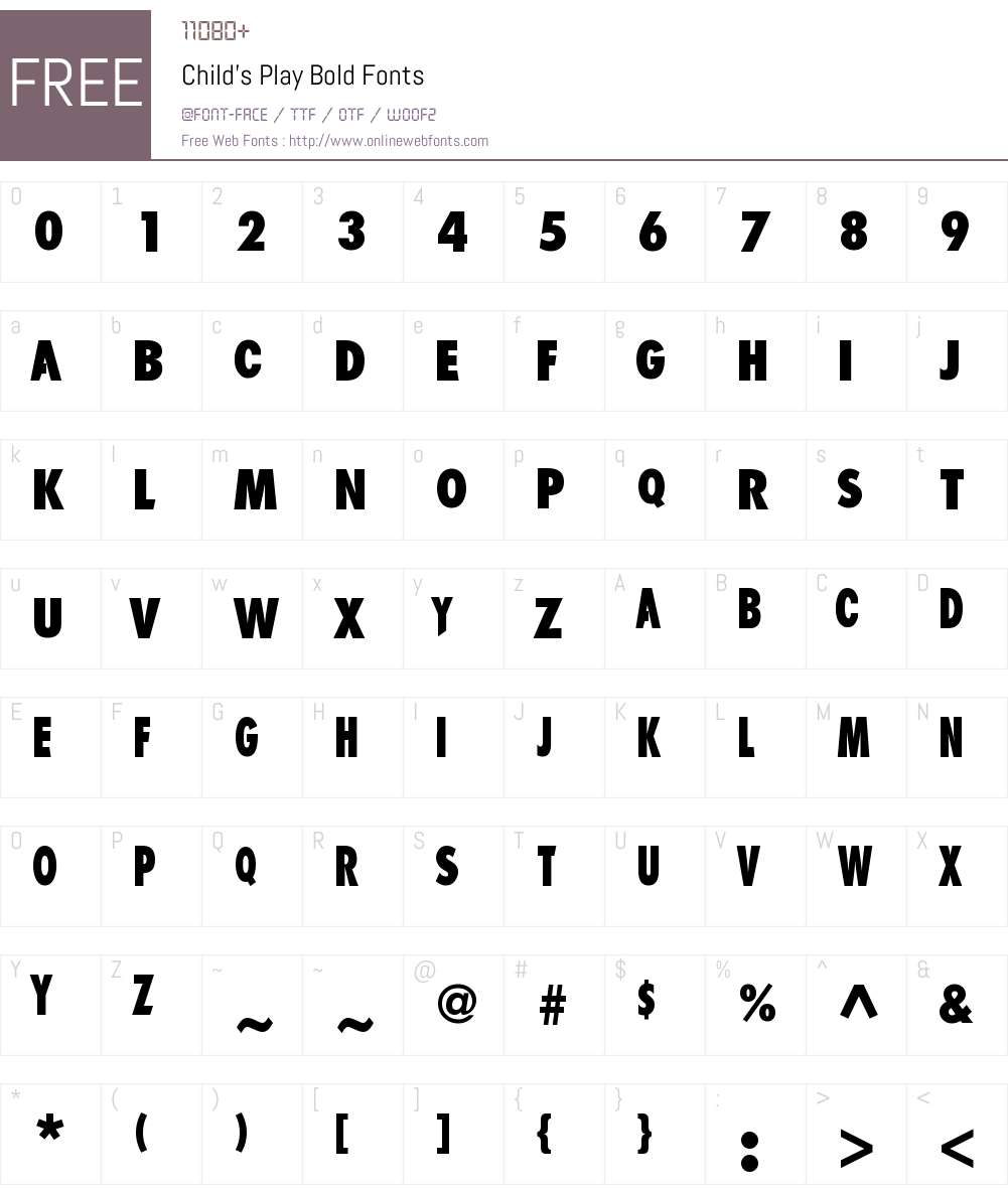 Child's Play Bold 1.00 October 23, 2006, initial release Fonts Free ...