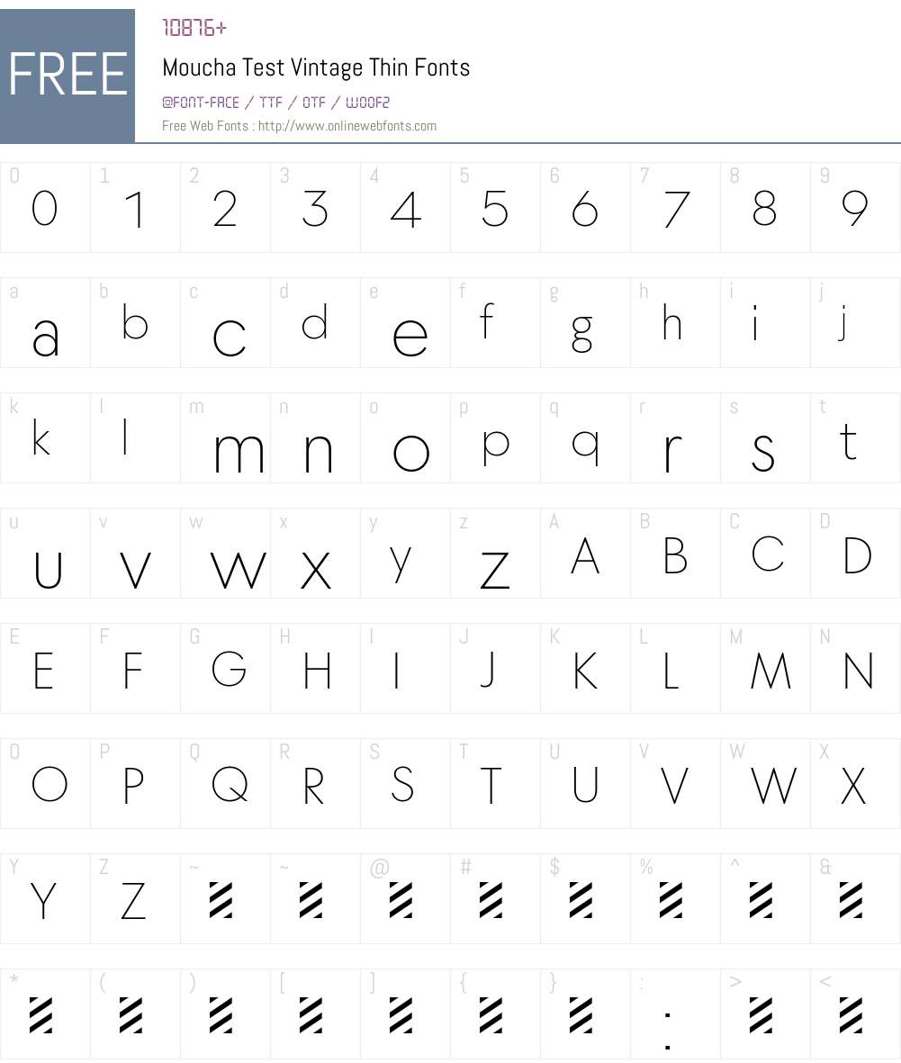 Moucha Test Vintage Thin 1.000 Fonts Free Download - OnlineWebFonts.COM