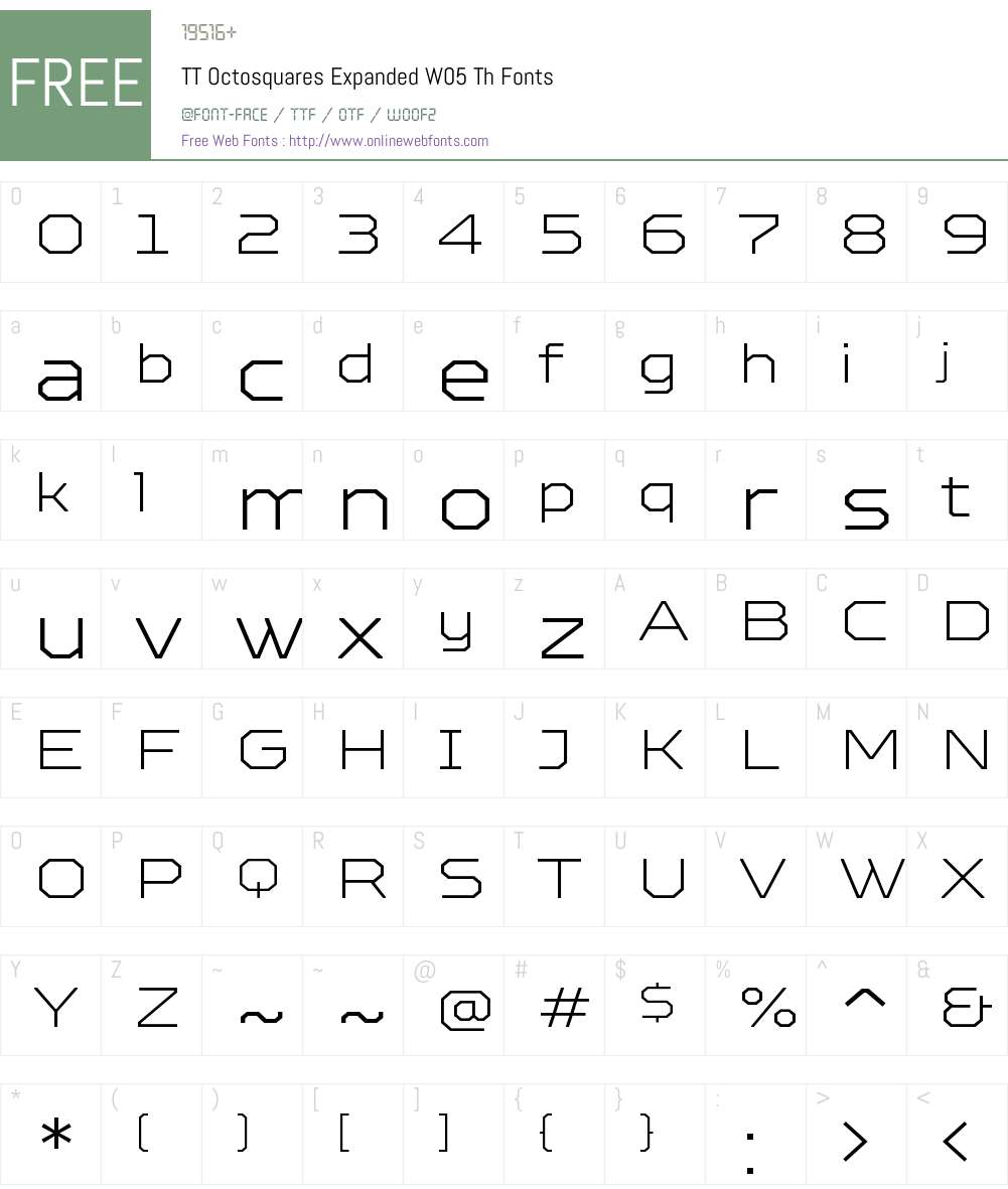 TT Octosquares Expanded W05 Th 1.00 Fonts Free Download ...