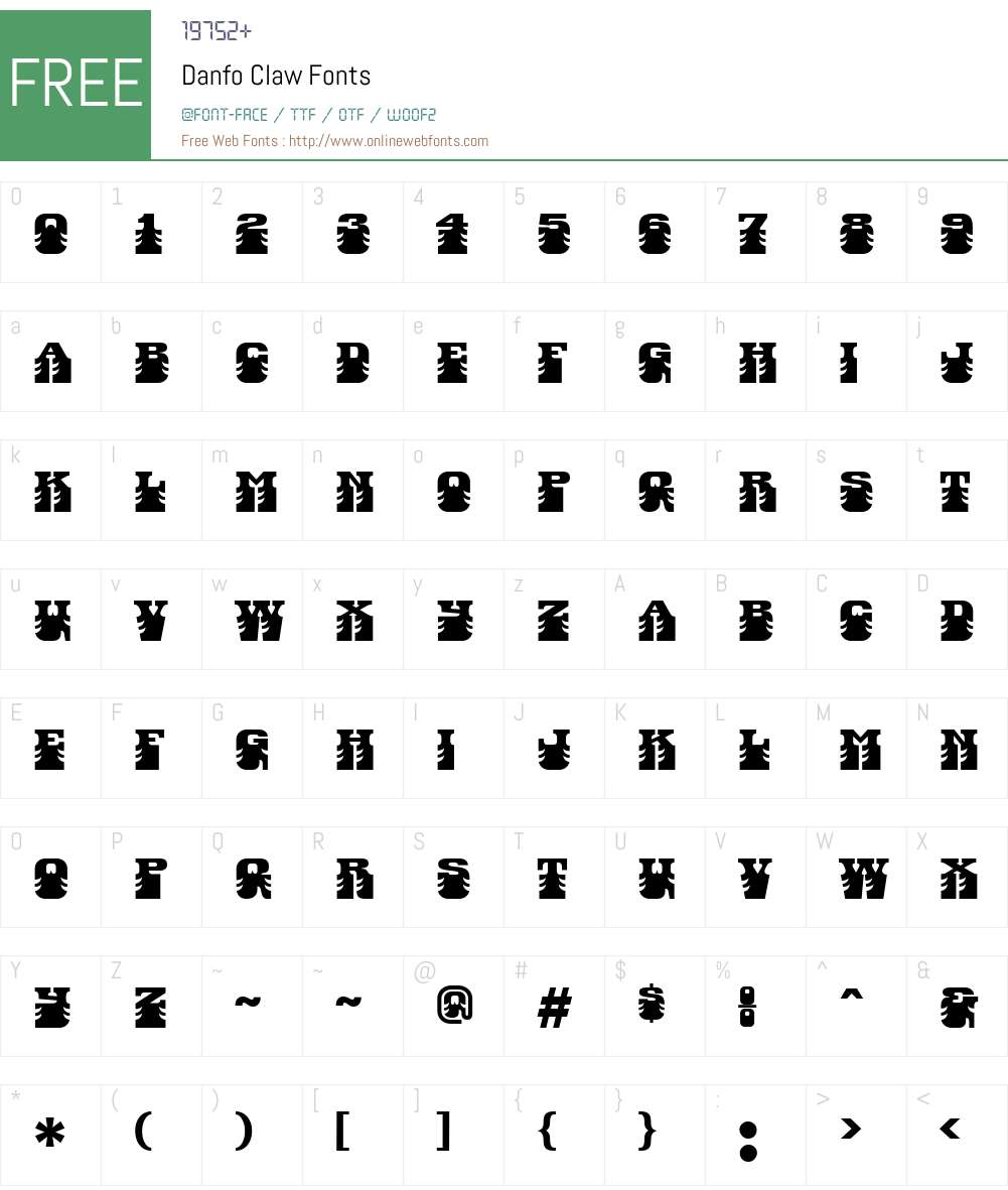 Danfo Claw 1.000; ttfautohint (v1.8.4.7-5d5b) Fonts Free Download ...