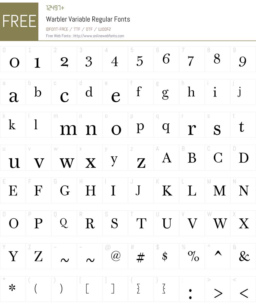Warbler Variable 1.400 Fonts Free Download - OnlineWebFonts.COM