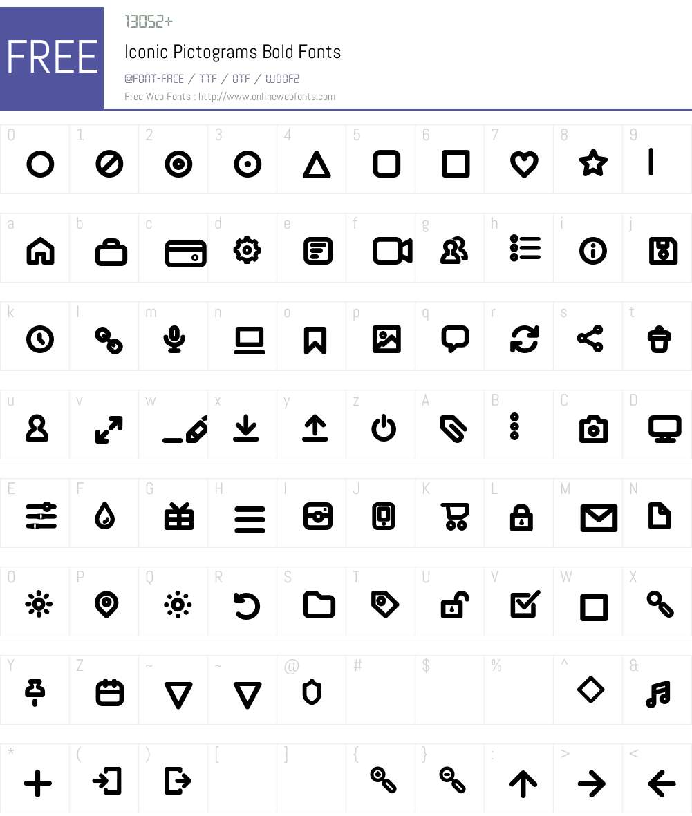 Iconic Pictograms Bold 1.000 Fonts Free Download - OnlineWebFonts.COM